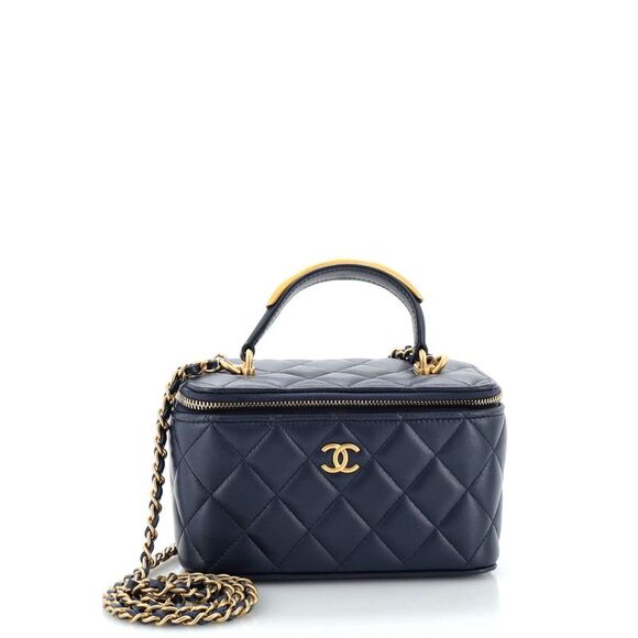 CHANEL | Bags | Chanel Cc Top Handle Vanity Case With Chain Quilted ...